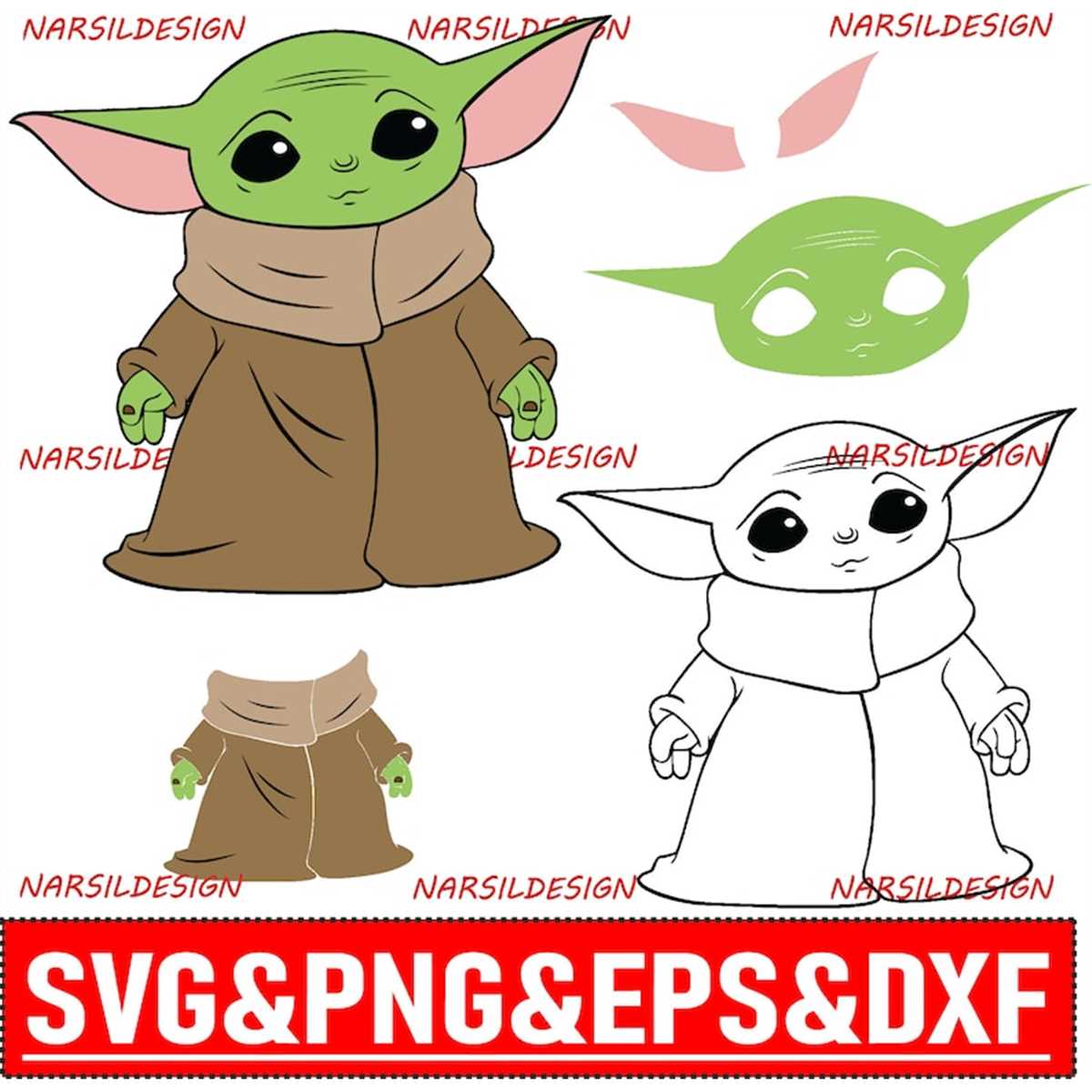Baby Yoda Layered PNG | SVG files for Cricut, Silhouette Cam | Inspire ...