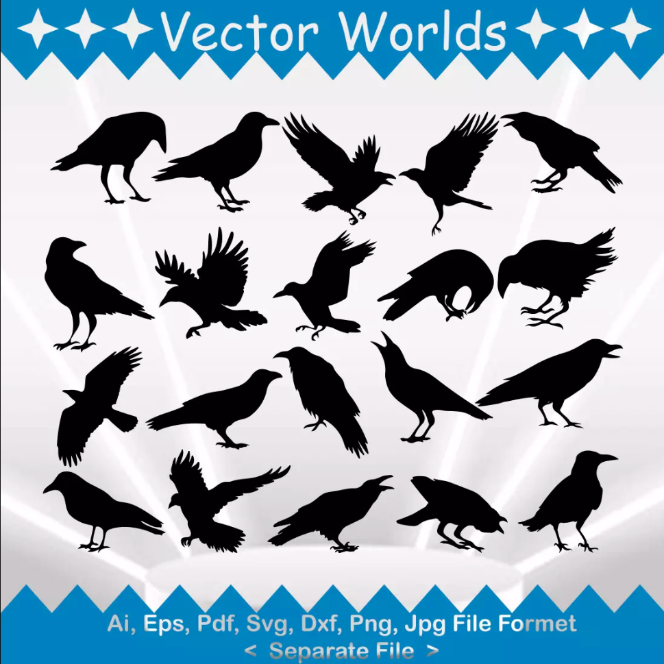 Crow svg, Crows svg, Raven, Bird, SVG, ai, pdf, eps, svg, dx | Inspire ...