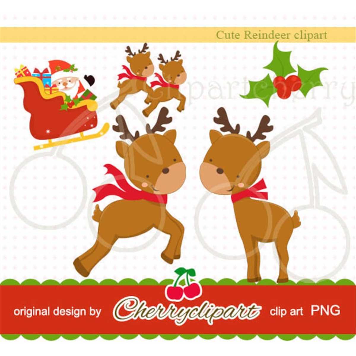 Cute Reindeer Clip Art-Personal and Commercial Use - paper c | Inspire ...