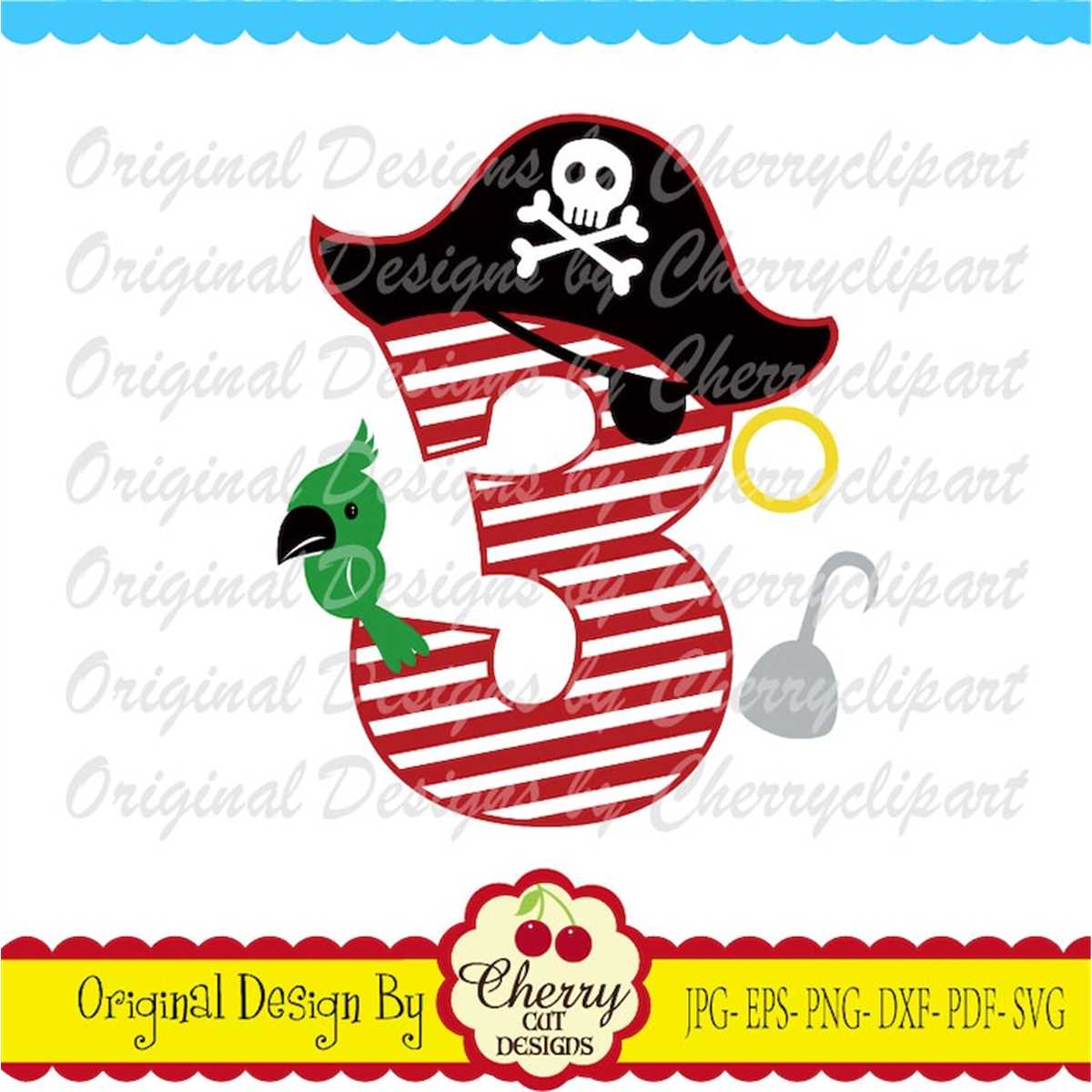 Pirate Number 3, Birthday Number 3 svg, Pirate's hat number | Inspire ...