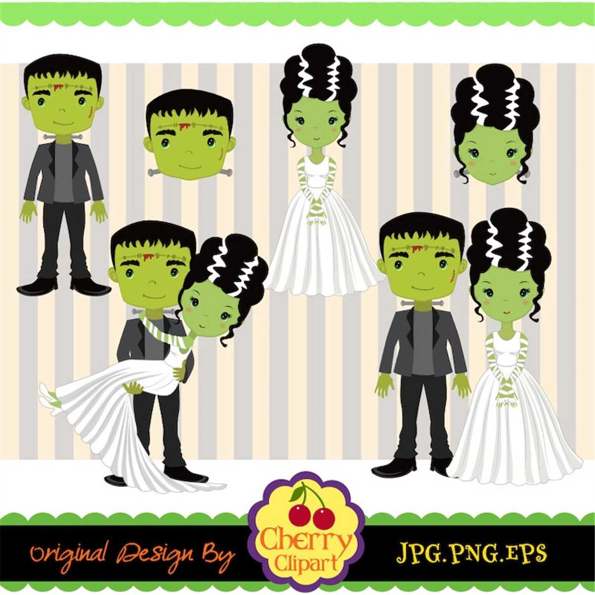 Halloween Frankenstein and his Bride Clip Art - HALLOWEEN NO | Inspire ...