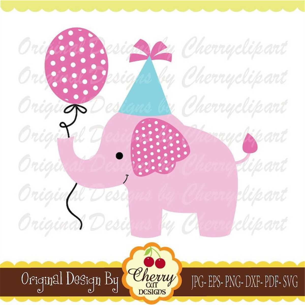 Elephant SVG DXF, Baby elephant with balloon SVG Silhouette | Inspire ...