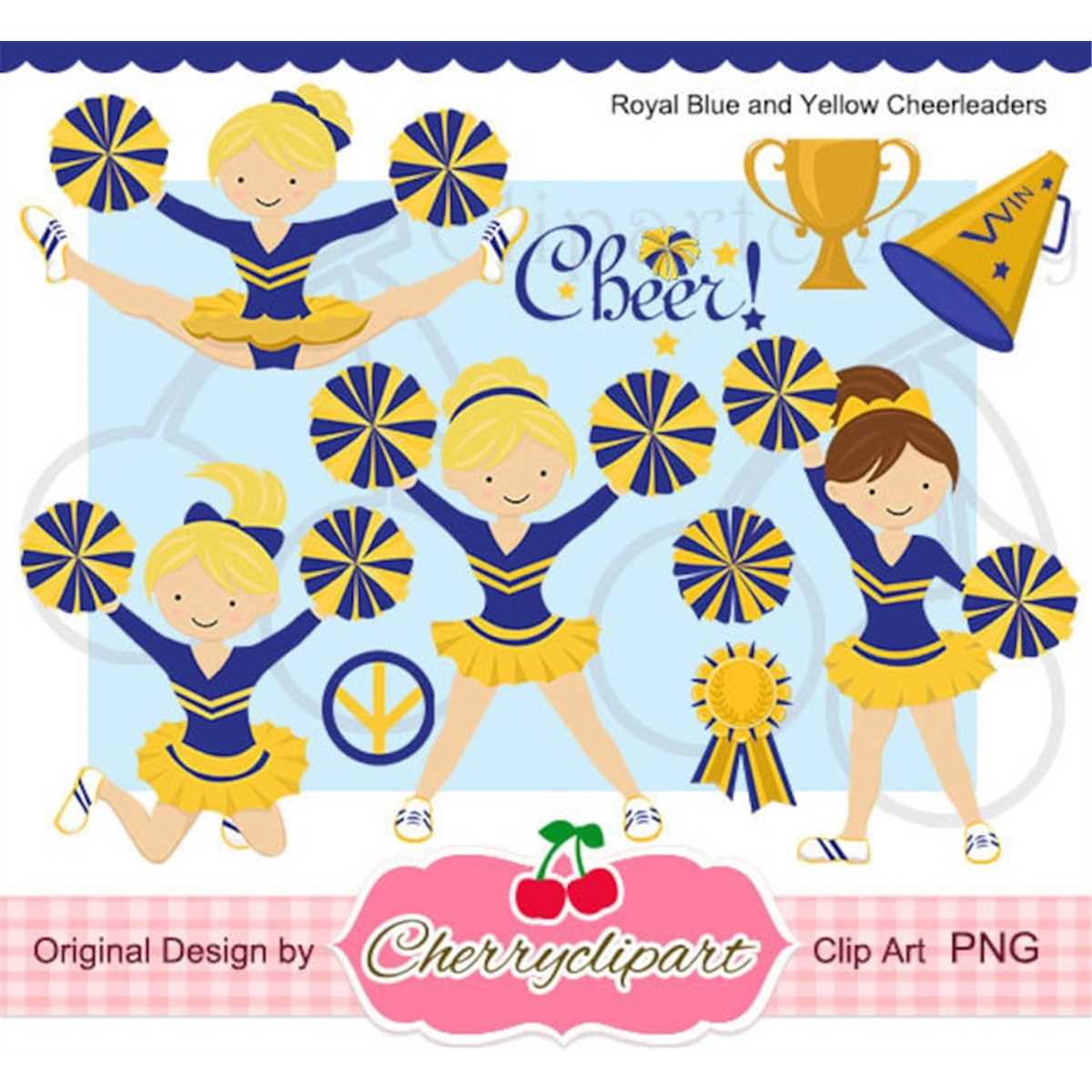 Royal Blue and Yellow Cheerleader digital clipart set for -P | Inspire ...