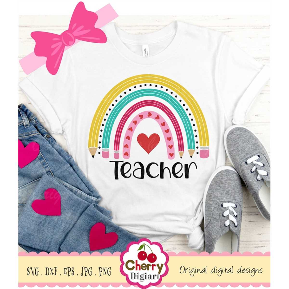 Back to School svg, Pencil rainbow svg, Teacher rainbow svg | Inspire ...