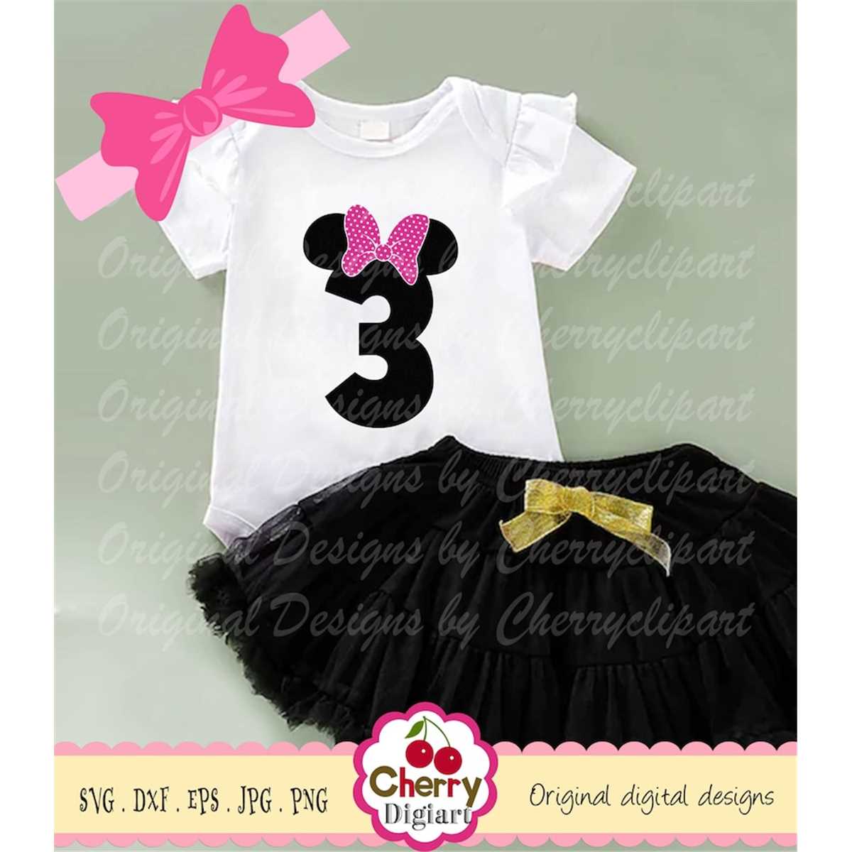 My 3rd Birthday, Minnie Number 3 svg,Birthday Silhouette & C | Inspire ...