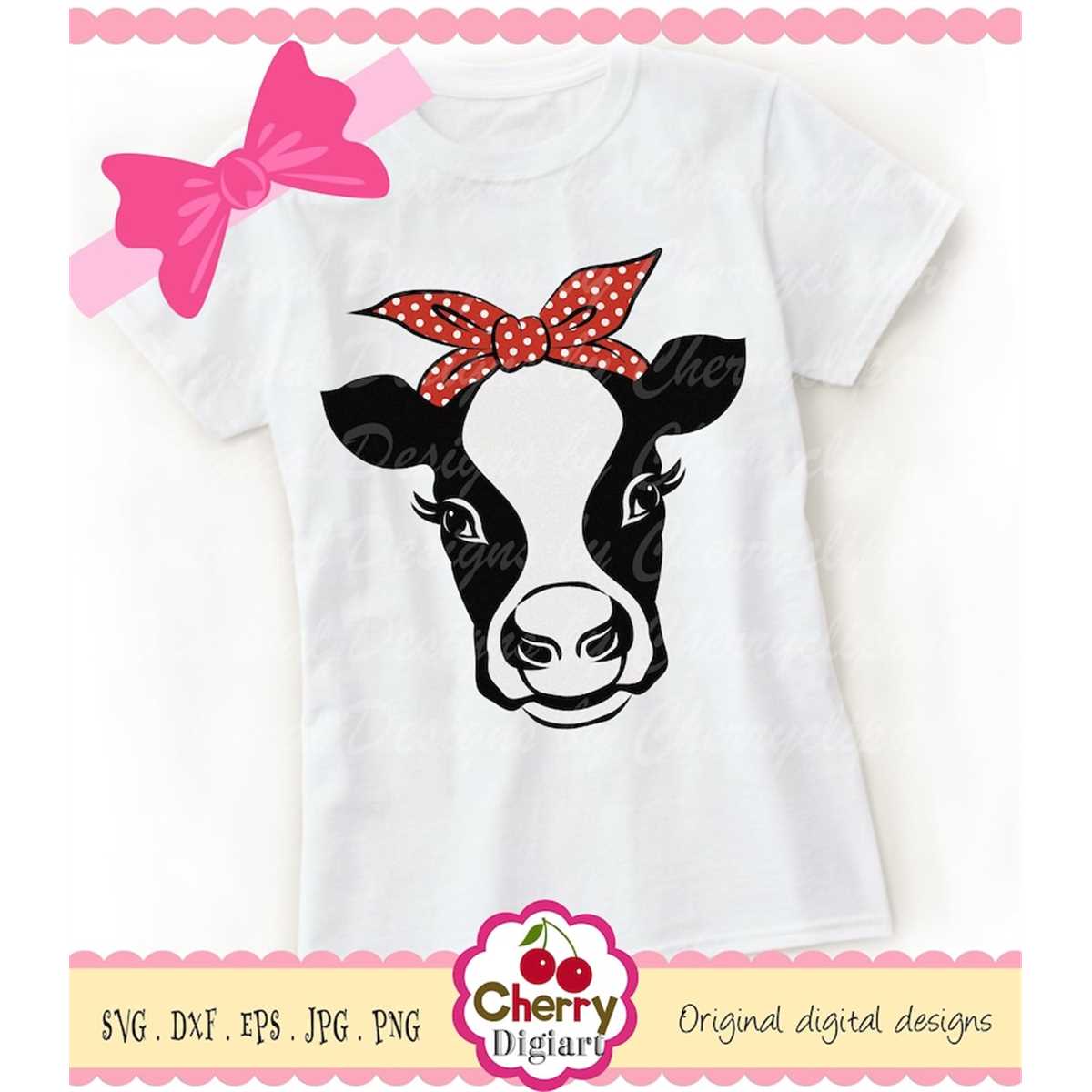 Cow face SVG DXF, Bandana Cow head svg Silhouette Cut Design | Inspire ...