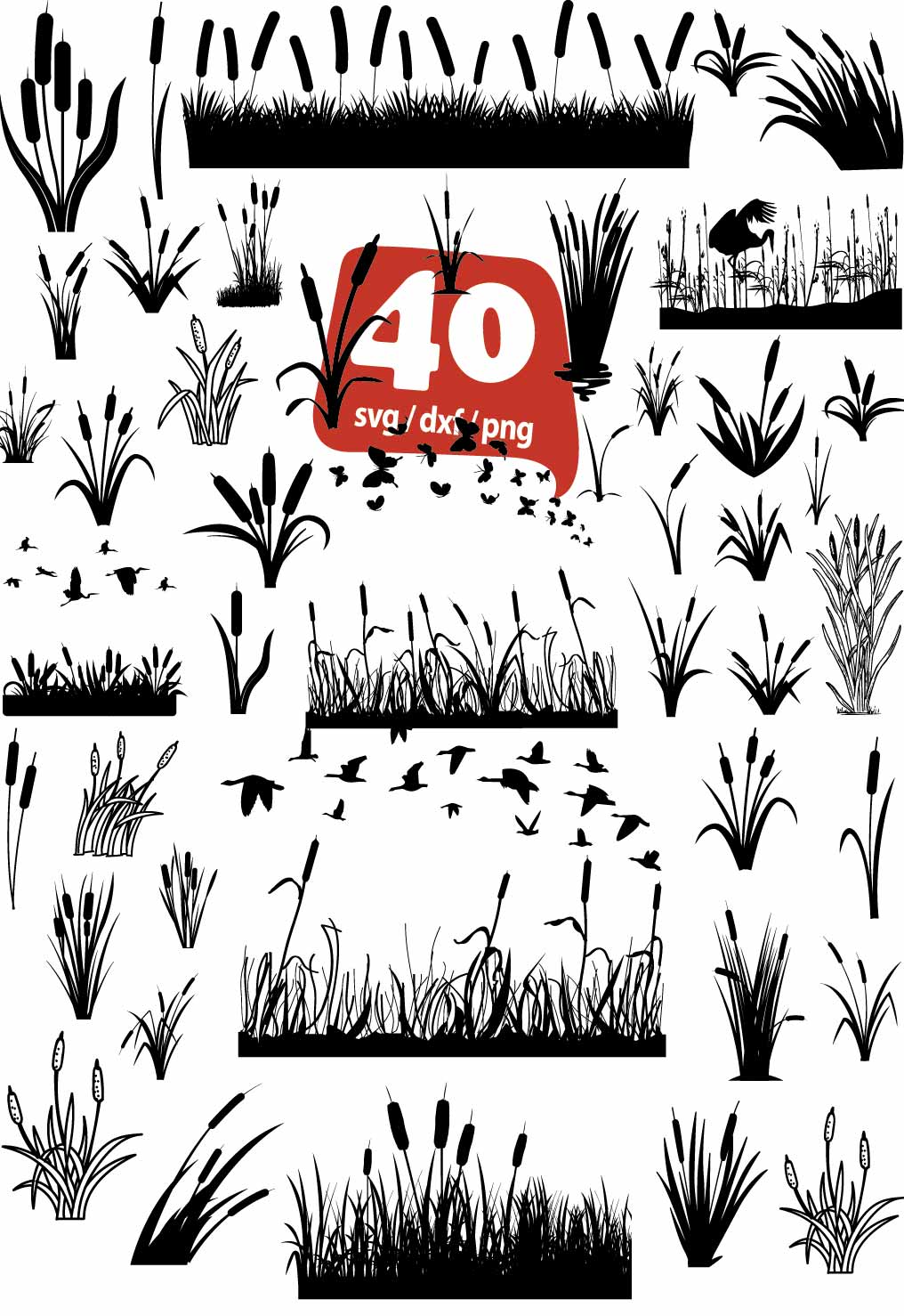 Cattail SVG Bundle Cattail Silhouette svg, Bulrush Plant Sv - Inspire ...