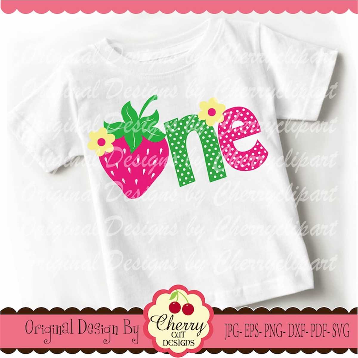 Strawberry ONE SVG DXF, Birthday One svg dxf Silhouette & Cr | Inspire ...