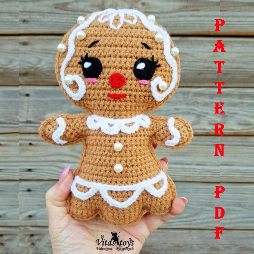 Doll Gingerbread Girlie Crochet amigurumi rag doll pattern - Inspire Uplift