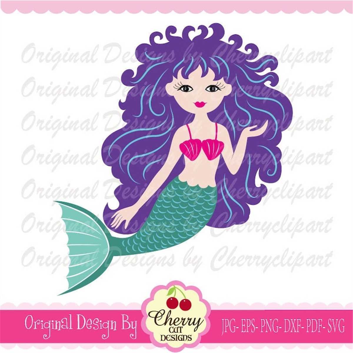 Mermaid svg, Long hair mermaid svg Silhouette & Cricut Cut d - Inspire ...