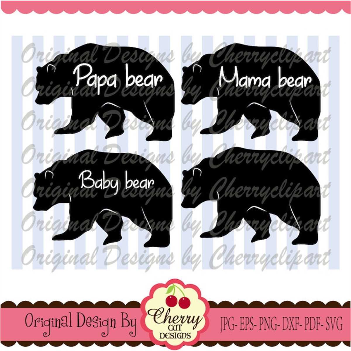 Baby bear Svg, the bear family SVG DXF EPS Silhouette & Cric | Inspire ...