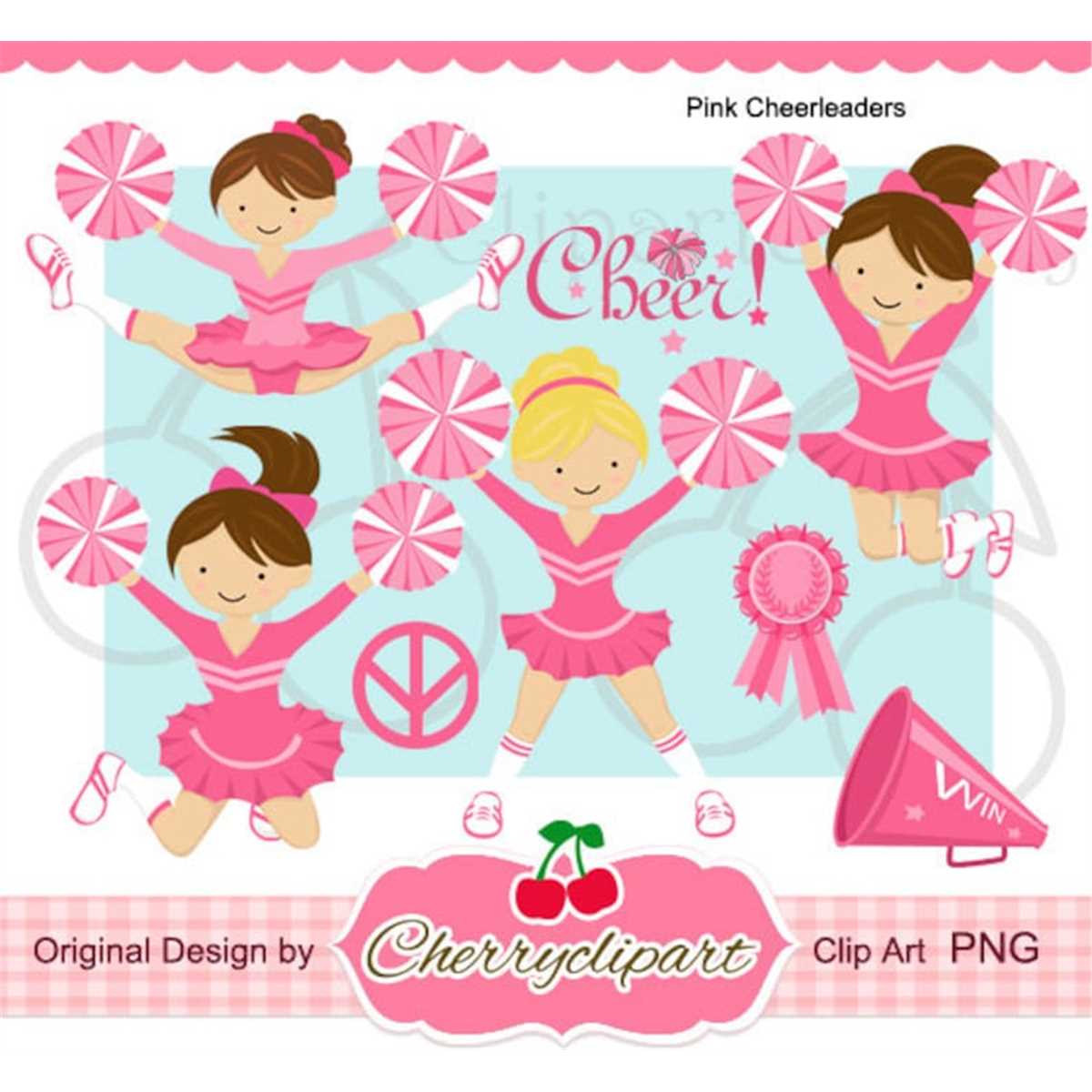 Pink Cheerleaders Digital Clipart Set for -Personal and Com | Inspire ...