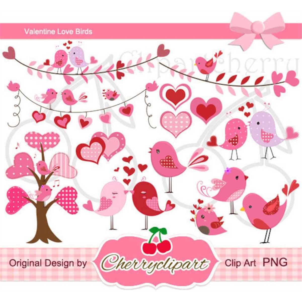 Valentine Love Birds Digital Clipart Set for-Personal and Co | Inspire ...