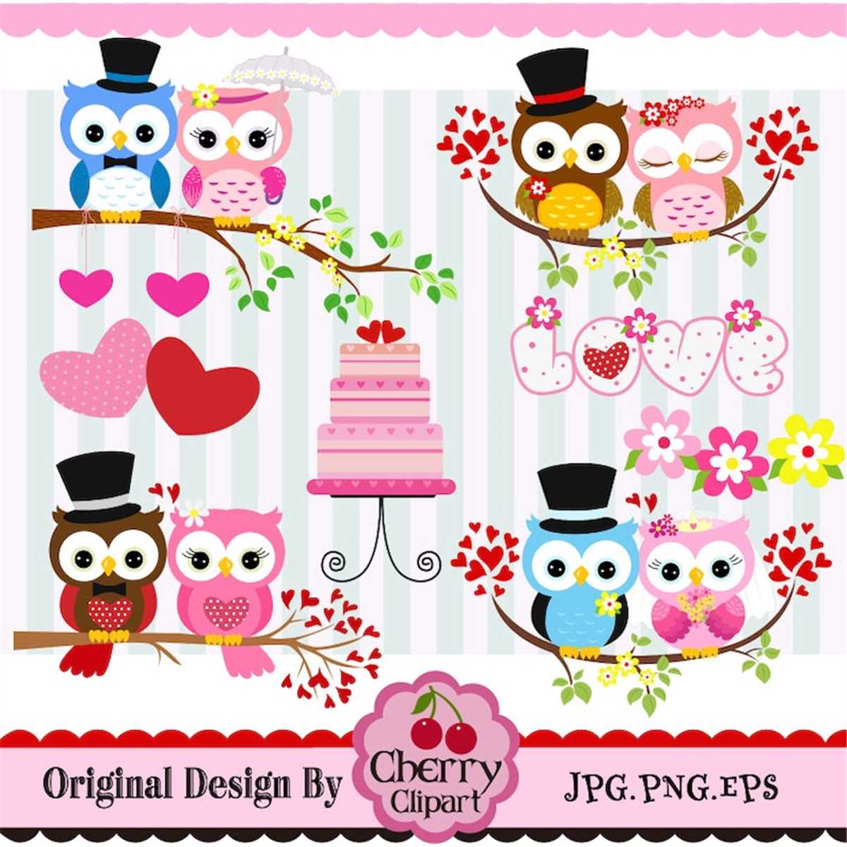 Wedding Owls,Couple owls,Wedding & Valentines' Day Digital C | Inspire ...
