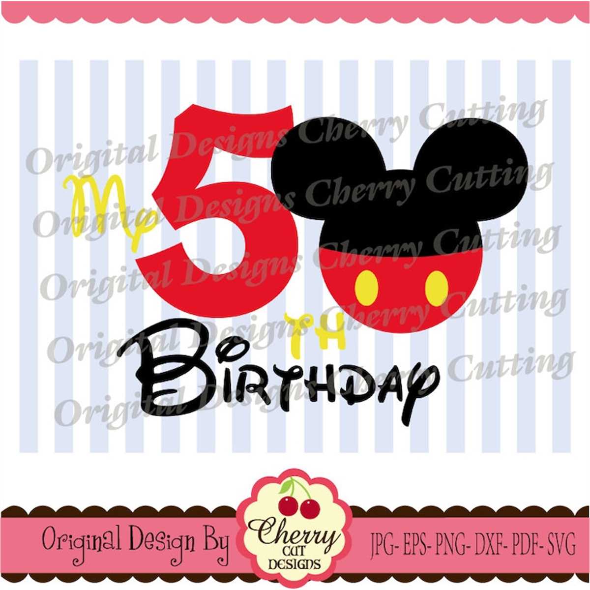 My 5th Birthday SVG DXF Mickey number 5 Silhouette & Cricut | Inspire ...
