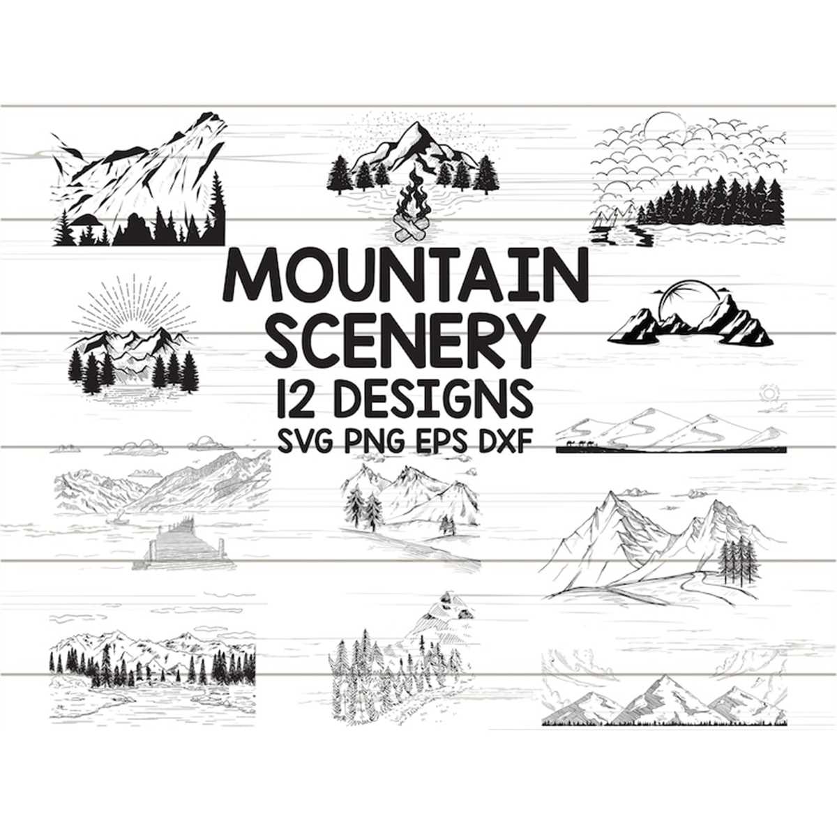 Mountain Scenery SVG/ Mountain Scenery Silhouette/ Cut Files | Inspire ...