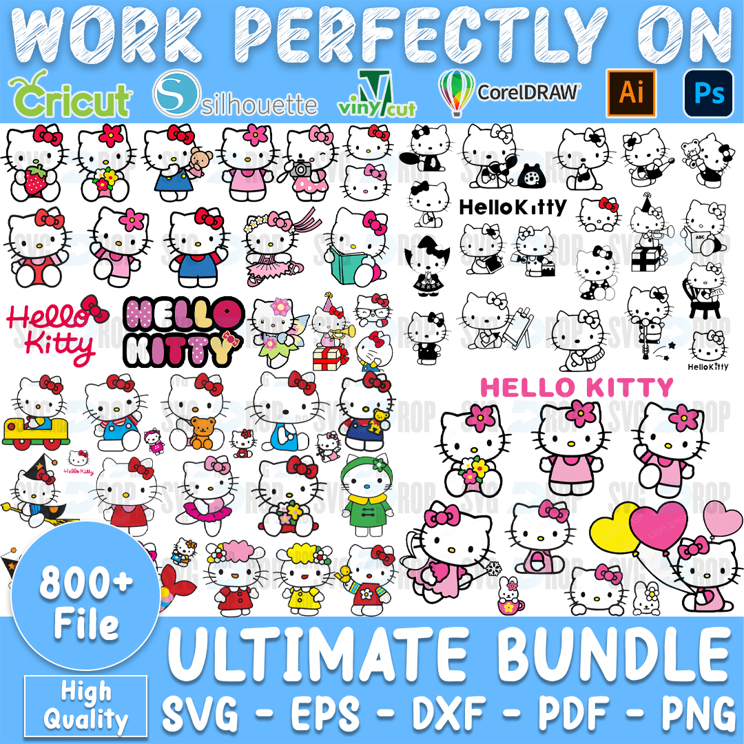 Hello Kitty Bundle 173 | Charming SVG, PNG, DFX, EPS, PDF De | Inspire Uplift