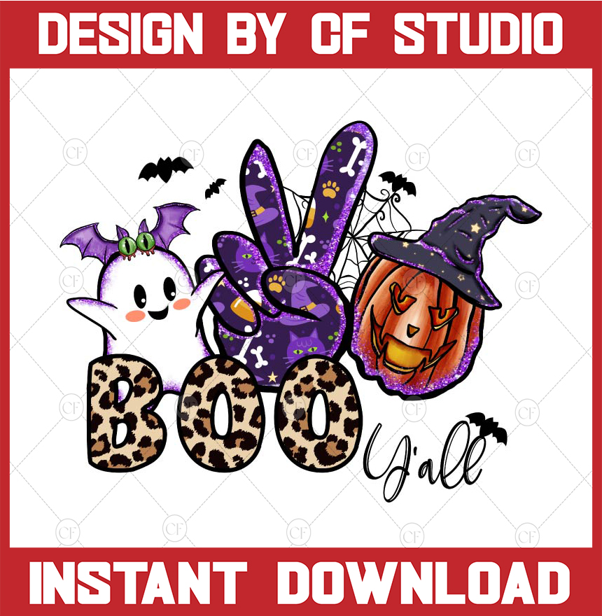Boo Y'all Sublimation Design Png, Halloween Png,Cute Ghost P | Inspire ...