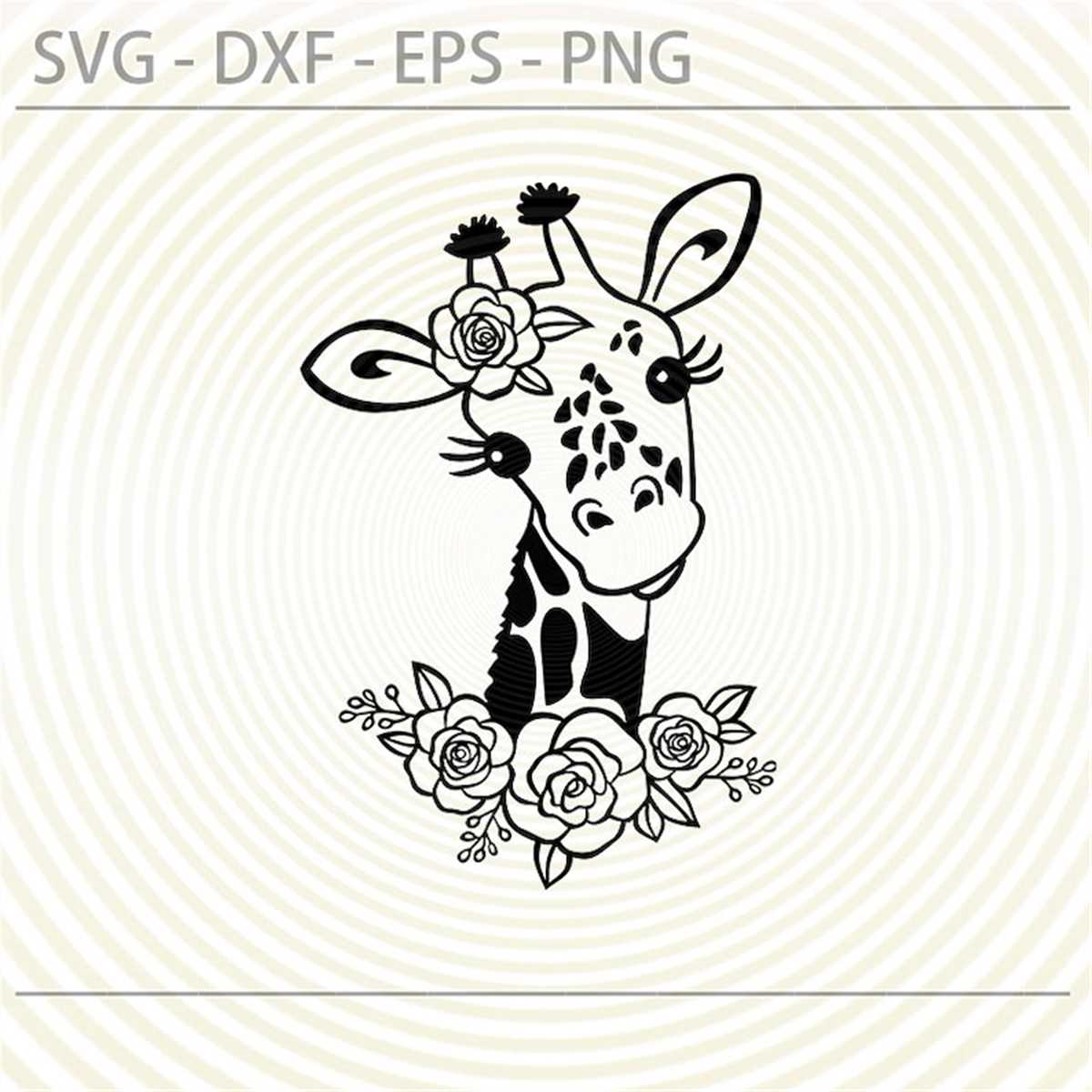giraffe svg - giraffe dxf - cute giraffe with floral flowers | Inspire ...