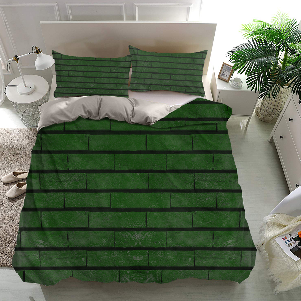 Dark Green Brick Bedding Sets, Dark Green Brick Bedding, Bed | Inspire ...