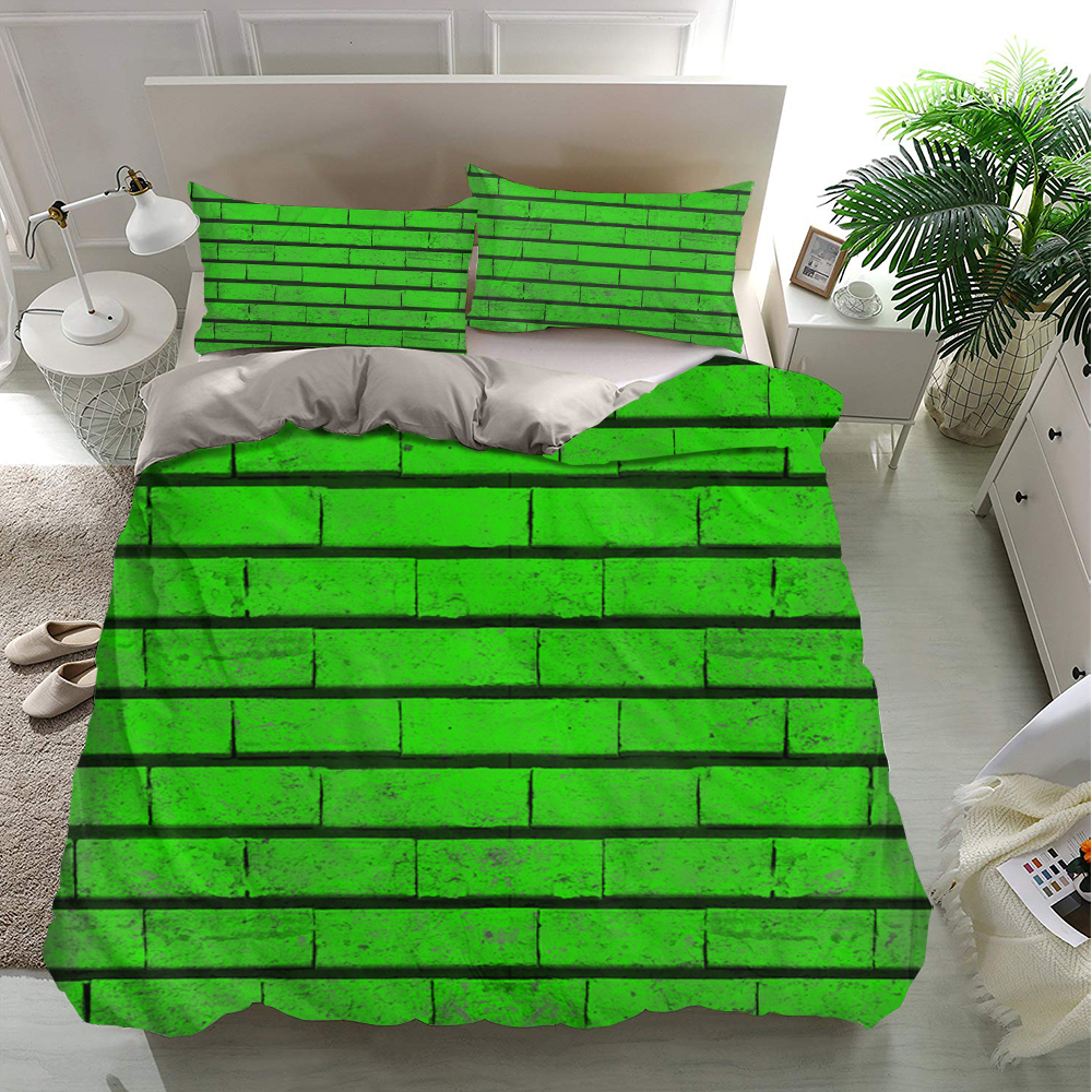 Lime Green Brick Bedding Sets, Lime Green Brick Bedding, Bed | Inspire ...