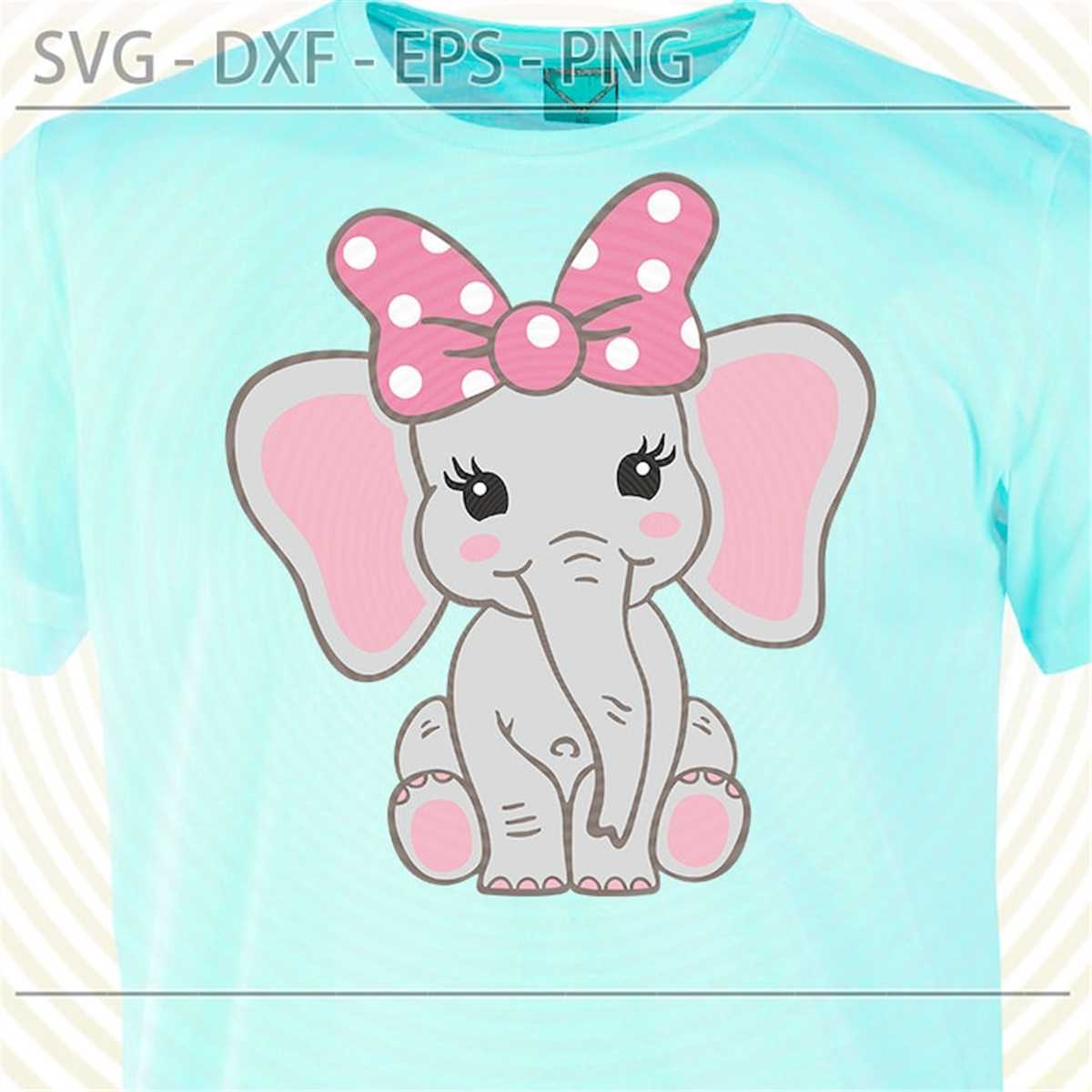 Cute elephant svg, Baby elephant girl with Minnie bow Svg, C | Inspire ...