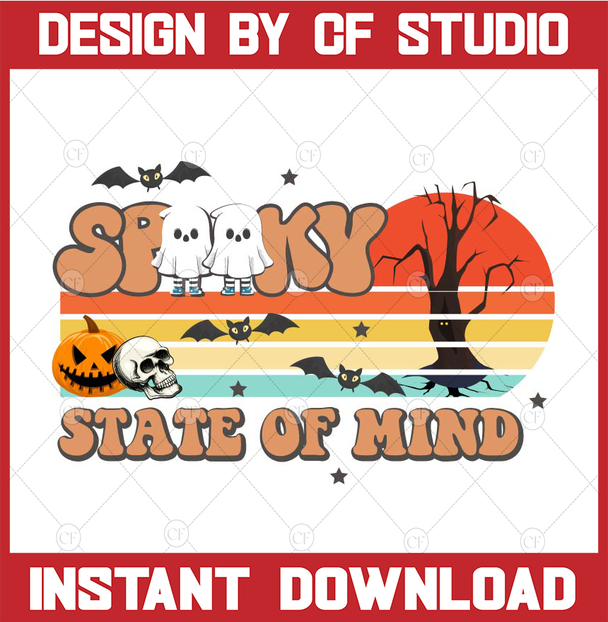 Spooky state of mind PNG- Retro Sublimation Design,Halloween - Inspire ...