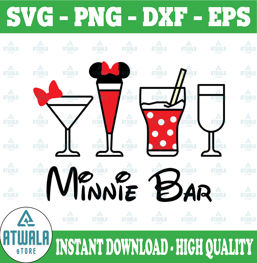 Minnie bar svg Disney drinks Minnie mouse bar Minnie wine gl | Inspire ...