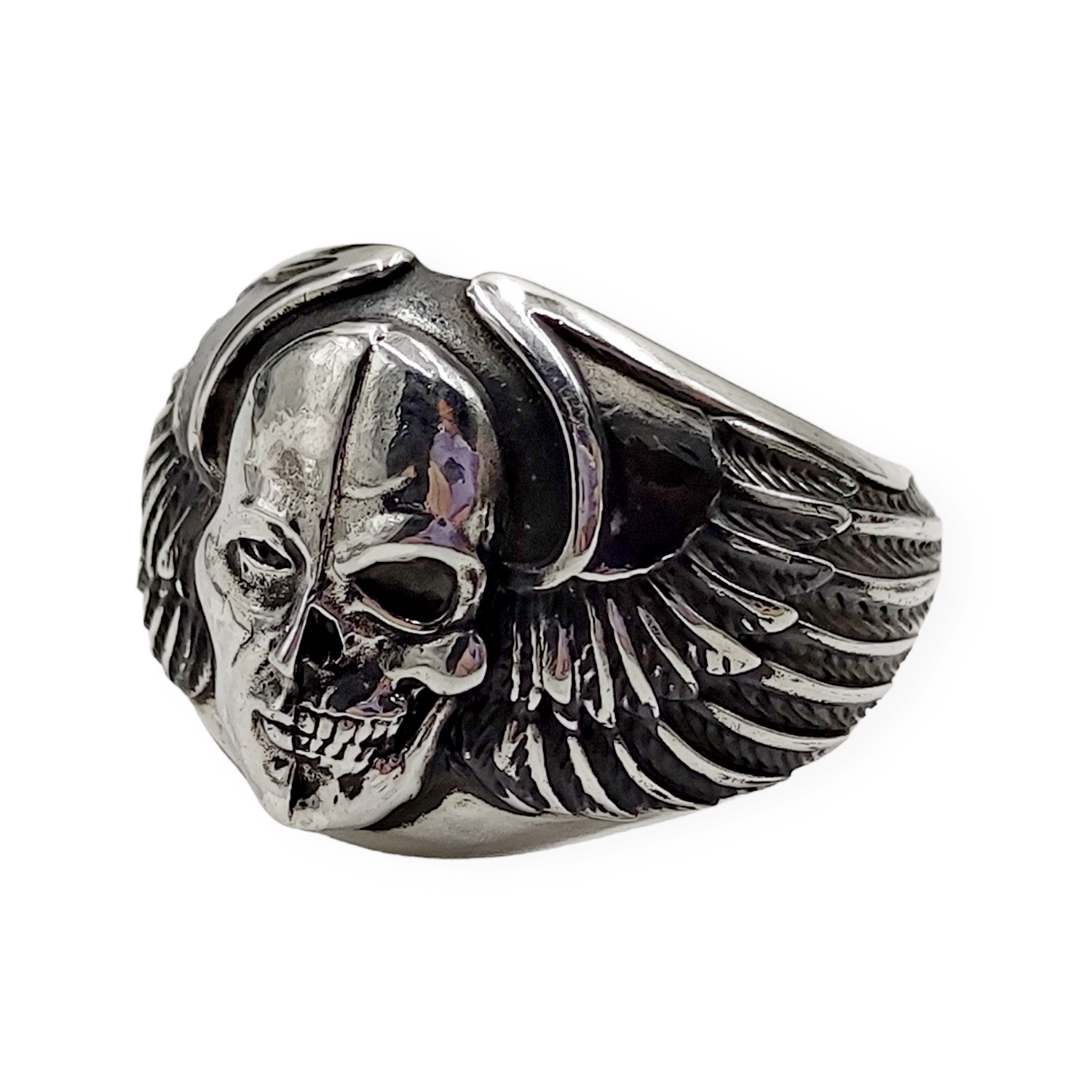Ring Face and skull with wings 700170YM, 925 sterling silver | Inspire ...