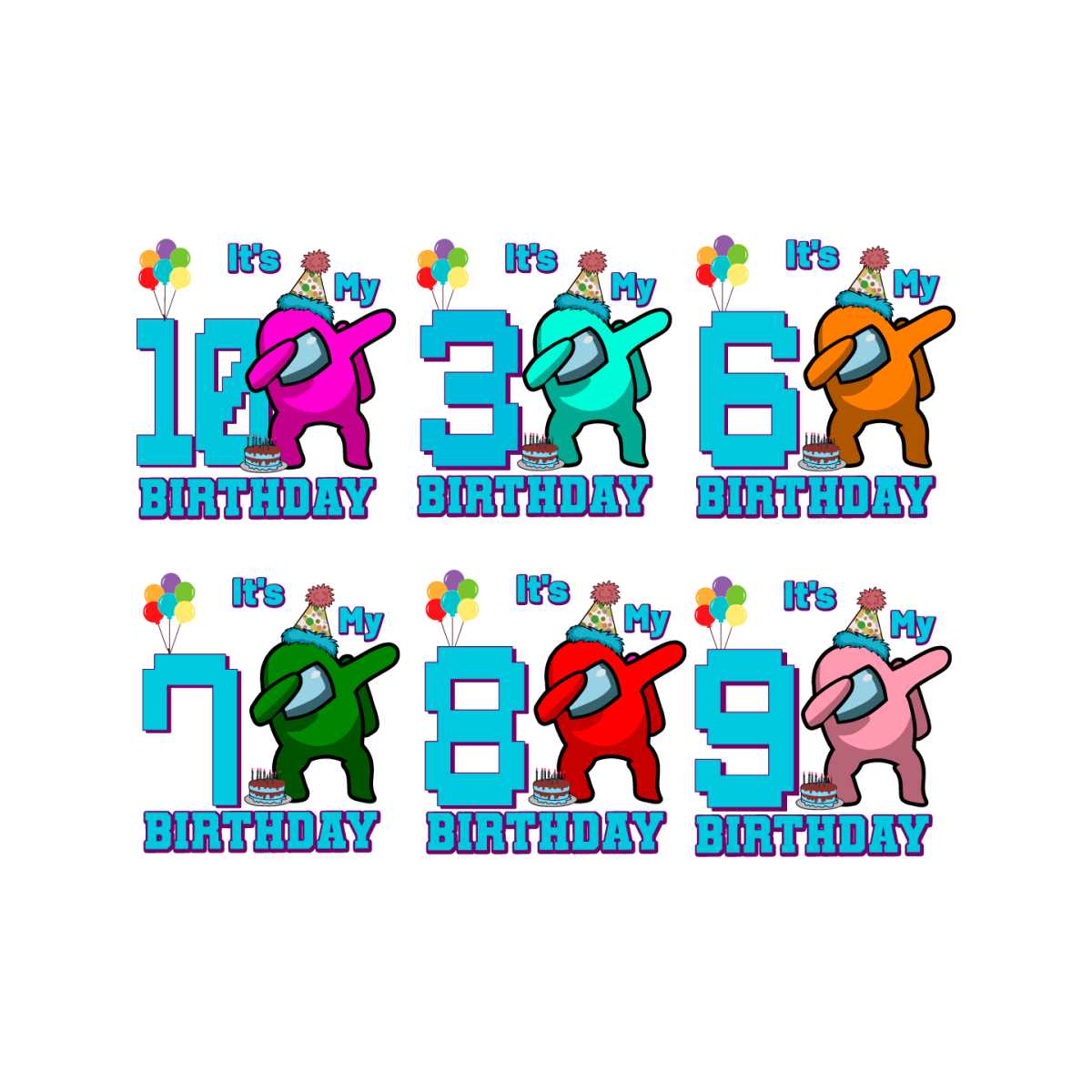 Among Us Birthday Boy SVG Its My Birthday Bundle SVG Files | Inspire Uplift
