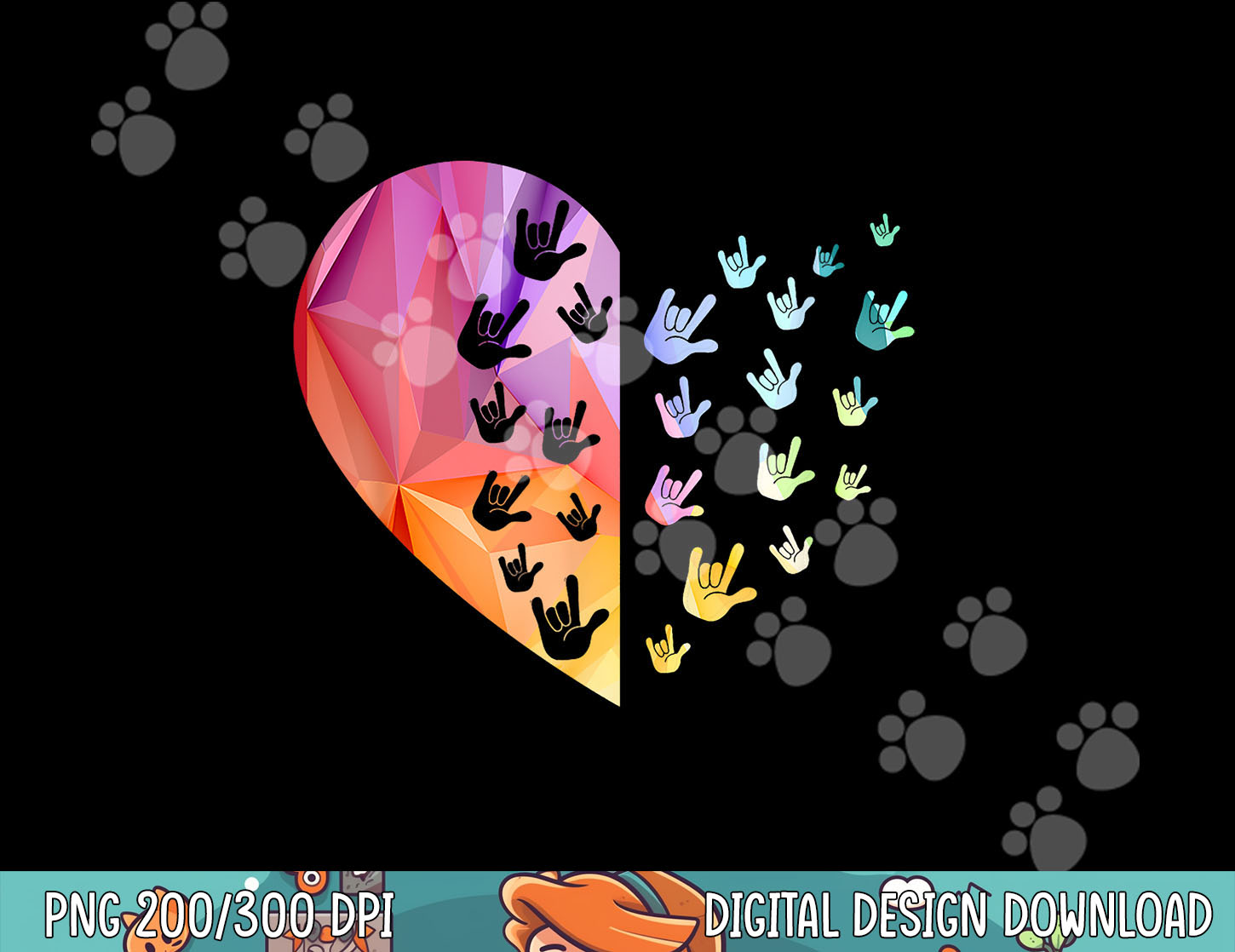 Sign Language Heart - ASL Gift Deaf Gift ASL Teacher Gift p | Inspire ...