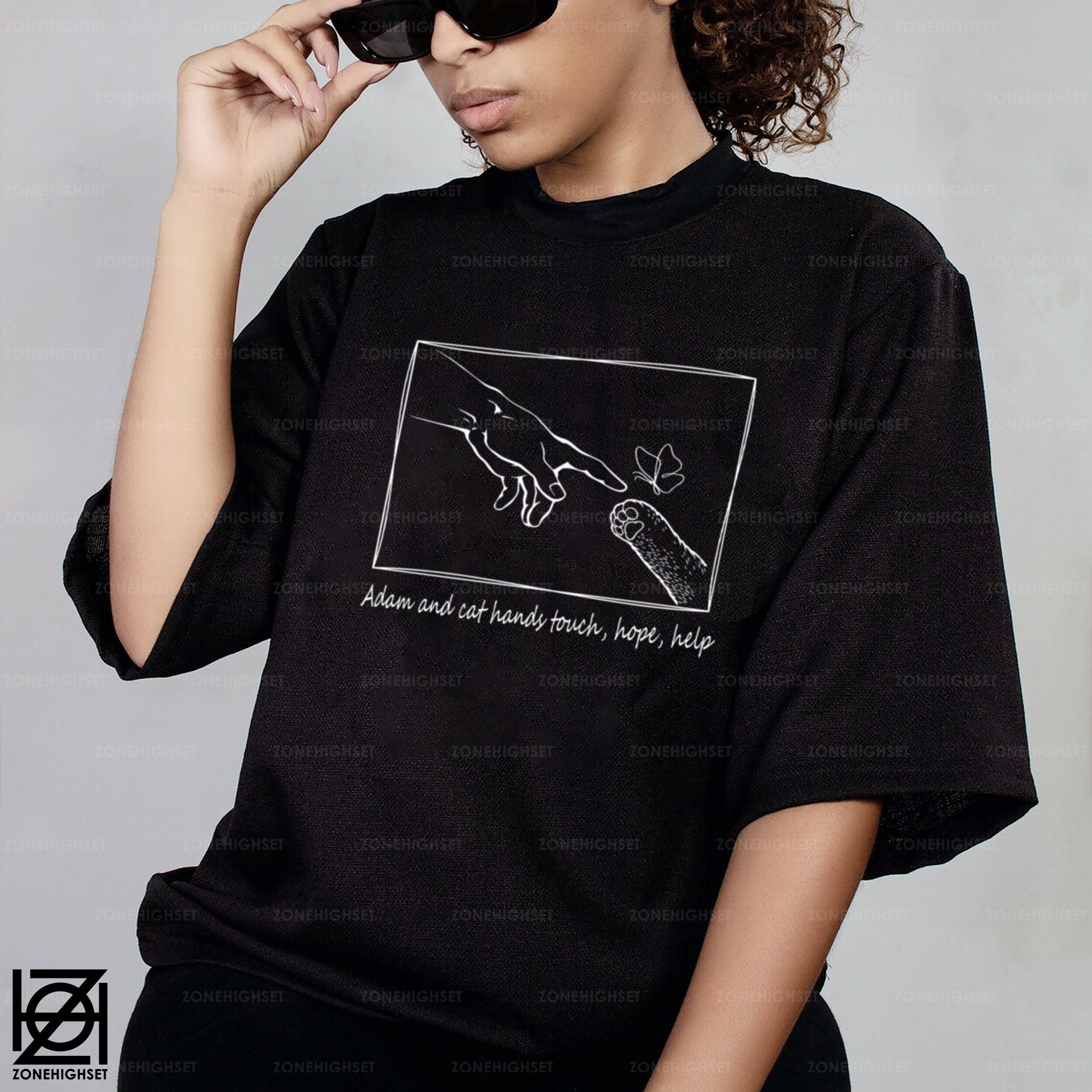 Adam and cat hands touch, hope, help shirt, Funny animal shi - Inspire ...