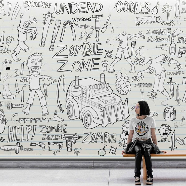 School theme Art Graffiti Unique Peel and stick Wallpaper - Inspire Uplift