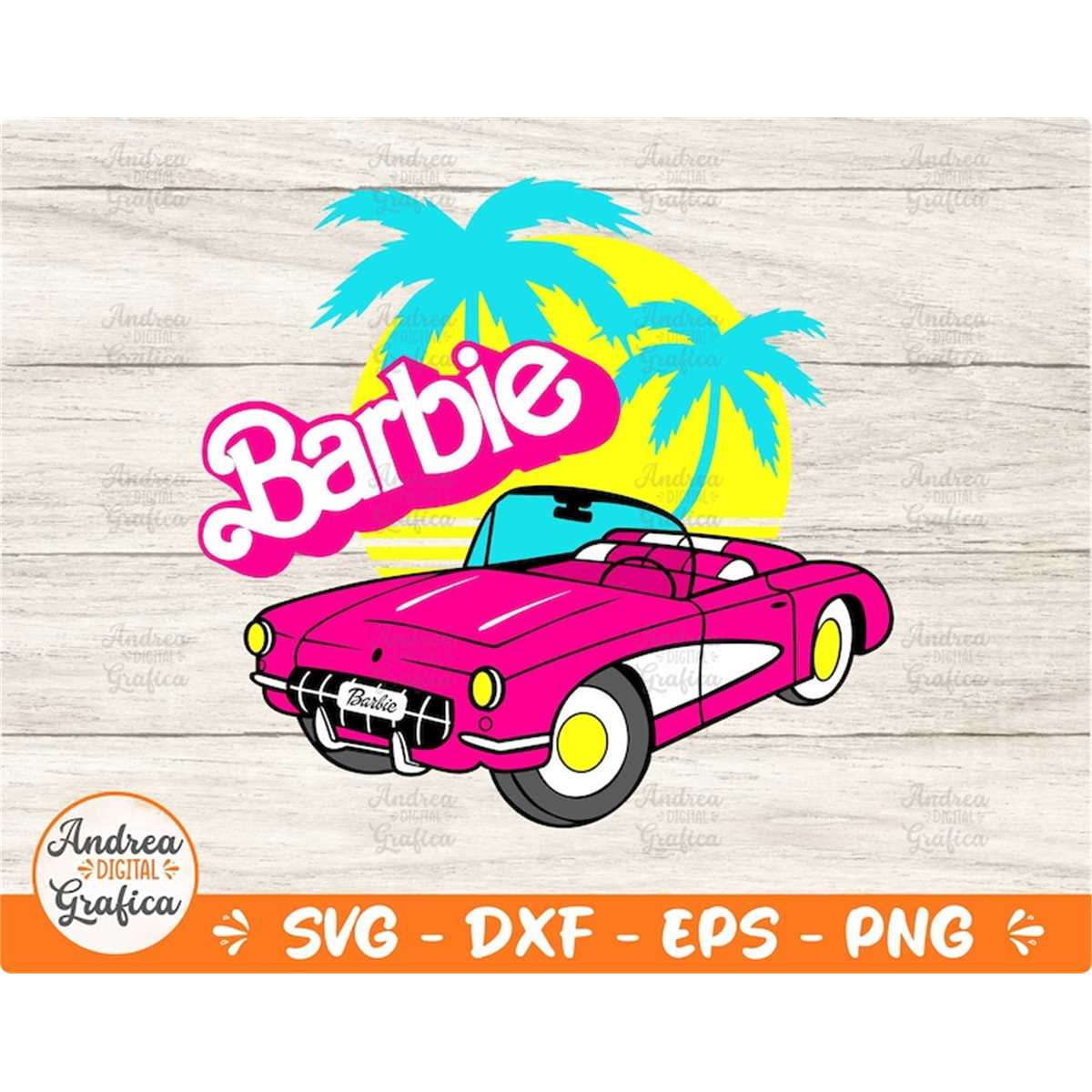 Barbi Car Svg, Barb Svg, Palms Pink Babe Doll Girly Retro 80 | Inspire Uplift