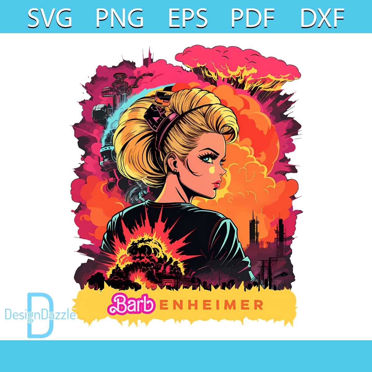 Colorful Barbenheimer PNG Margot Robbie Barbie Art PNG File - Inspire ...