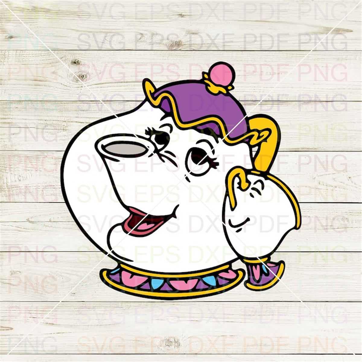 Mrs Potts And Chip Beauty And The Beast 030 Svg Dxf Eps Pdf | Inspire ...