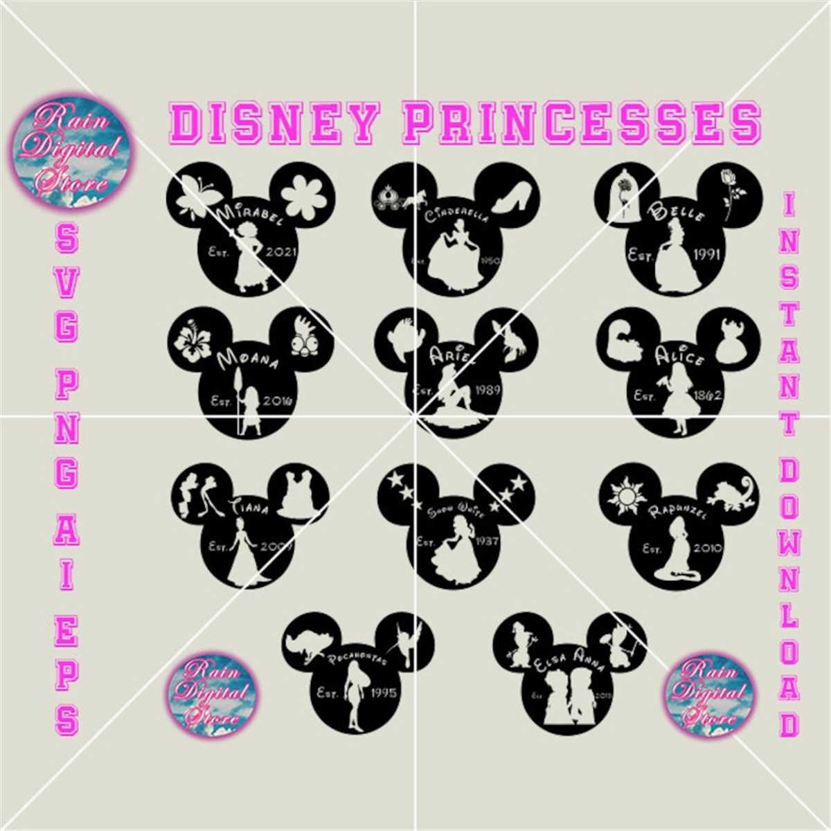 Disneyy Princesses Bundle Svg Png AI EPS | Inspire Uplift