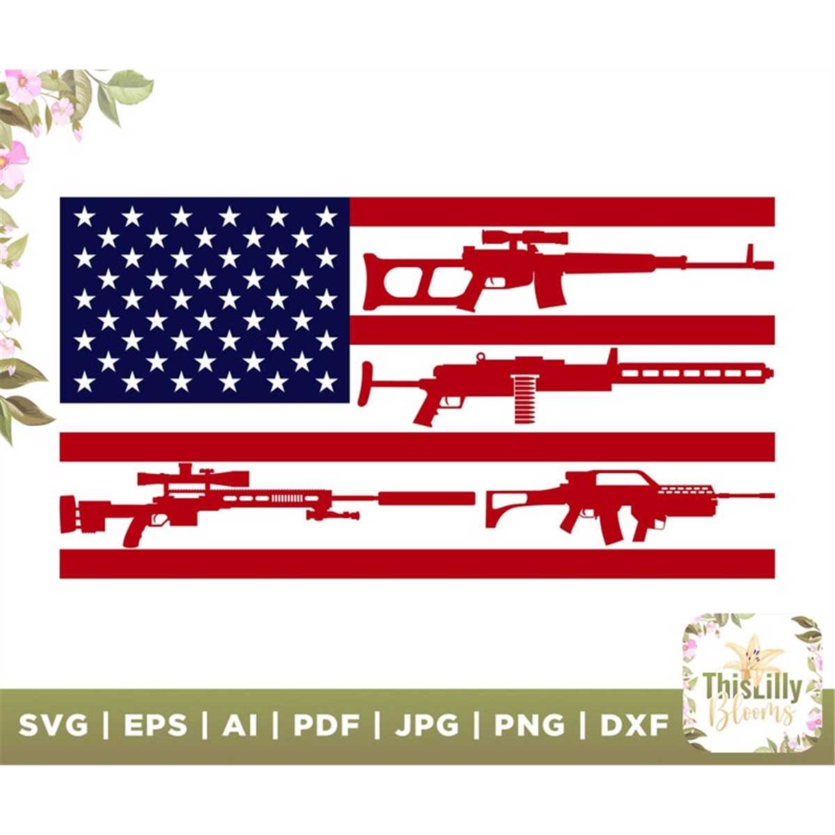 American Gun Flag svg, Rifle flag svg, Guns svg, 2nd Amendme | Inspire ...