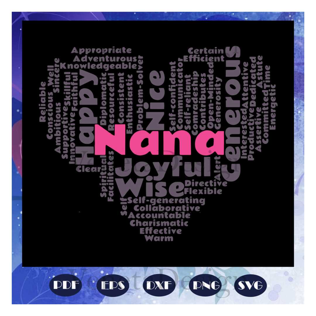 Nana SVG word cloud, nana life svg, nana gift svg, gifts for - Inspire ...
