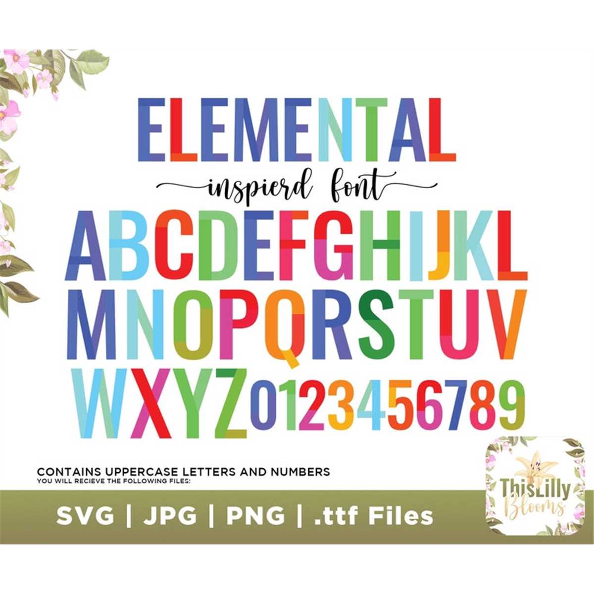 Bright Elemental Letters, Bright Alphabet, PNG Bundle, Eleme | Inspire ...