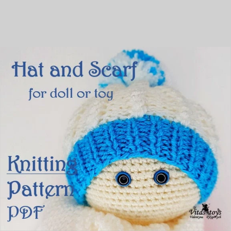 Knit toy hat pattern Amigurumi clothes Doll hat scarf set | Inspire Uplift