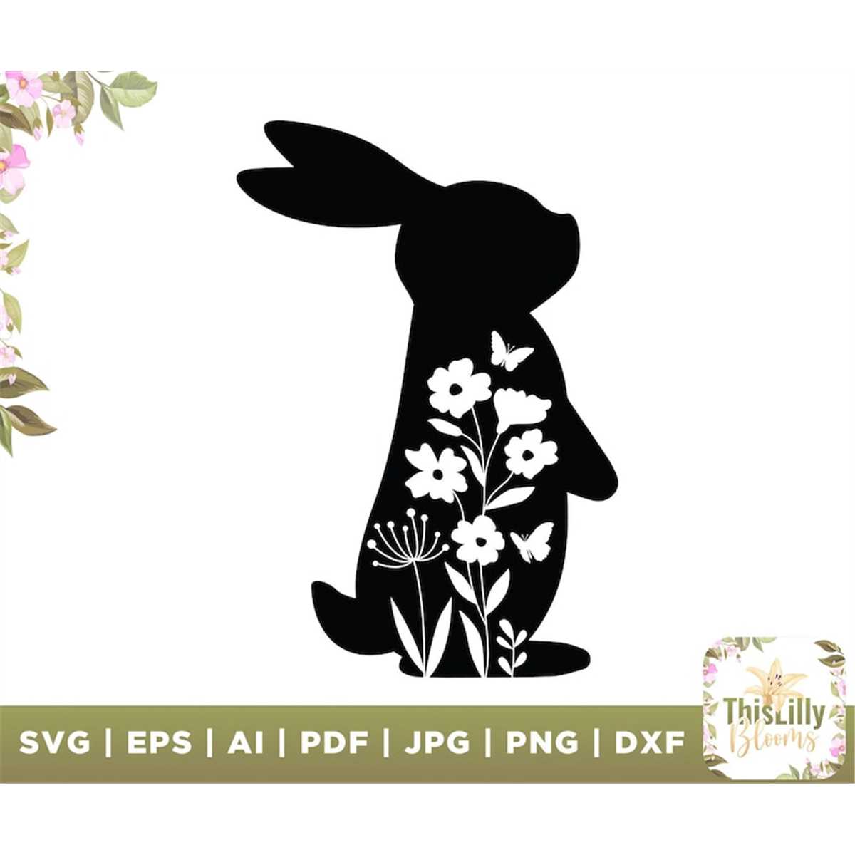 Spring Rabbit SVG, Easter Bunny Flowers, Floral bunny SVG, E - Inspire ...