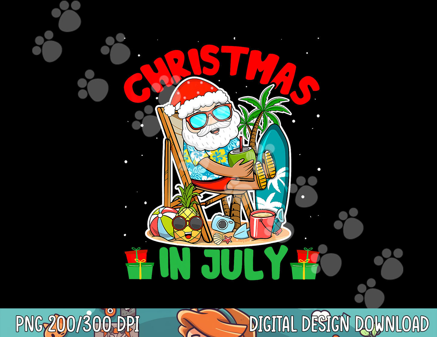Summer Christmas in July - Tropical Santa Surfing Hawaiian p | Inspire ...