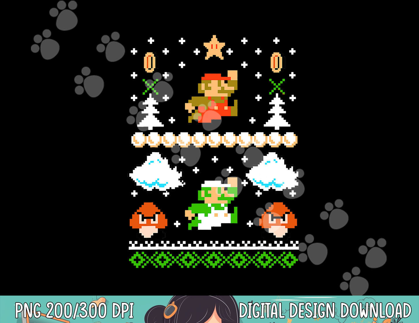 Super Mario Mario Goomba Ugly Christmas Sweater png, sublima | Inspire ...