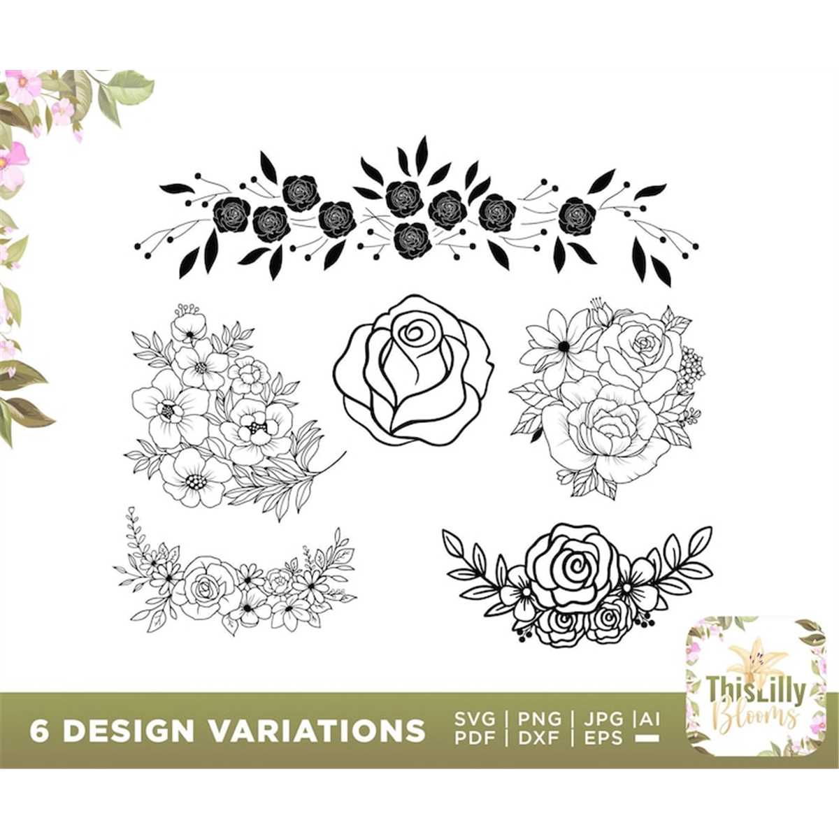 Flower svg, Flower svg bundle, floral arrangement svg, flowe | Inspire ...