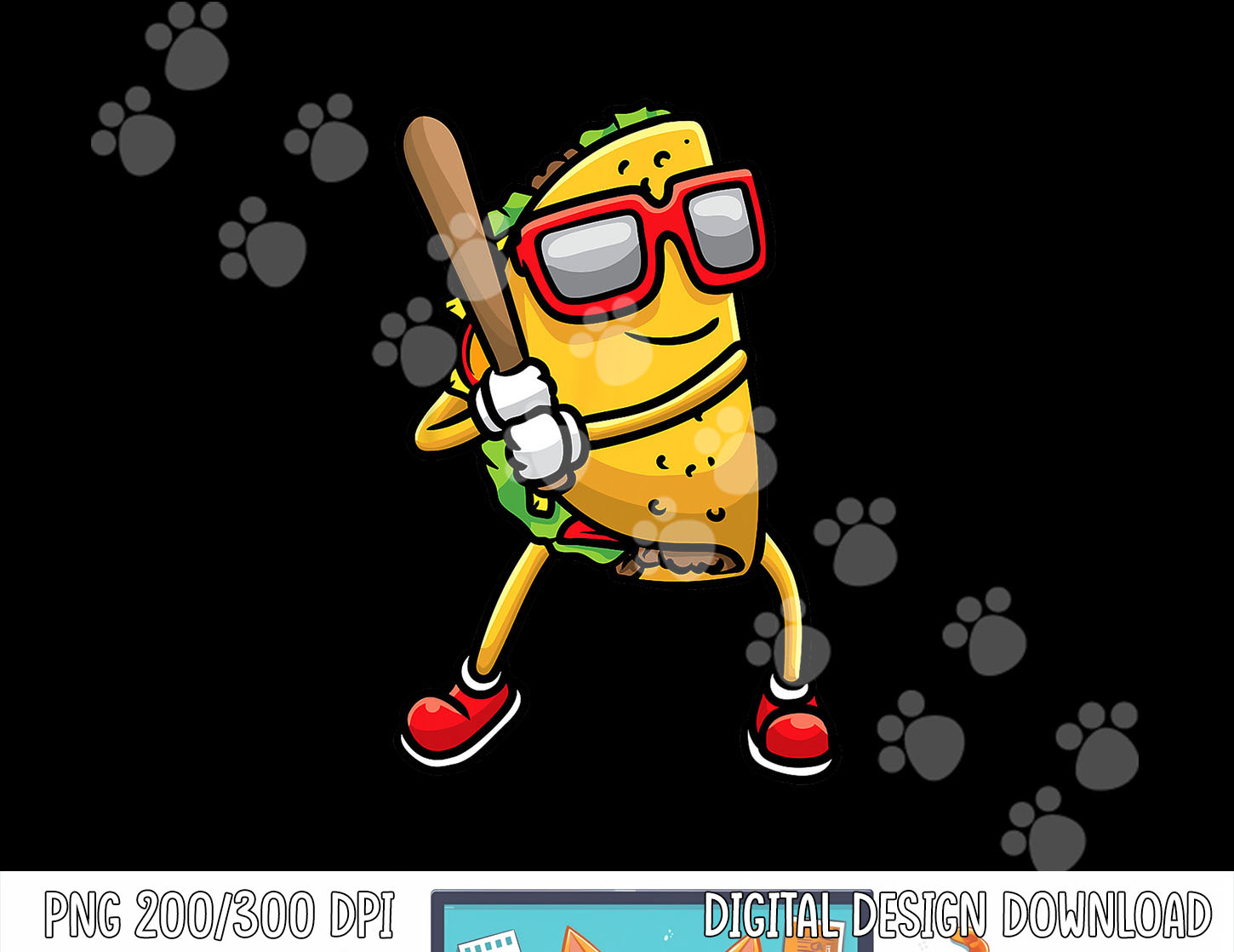 Taco Playing Baseball Mexican Cinco De Mayo Kids Men png, su | Inspire ...