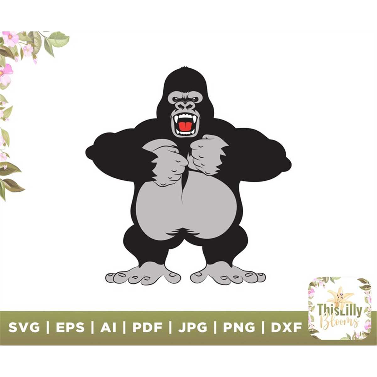 Angry Gorilla Layered Svg, Angry Gorilla Svg, Animal Svg, Go | Inspire ...