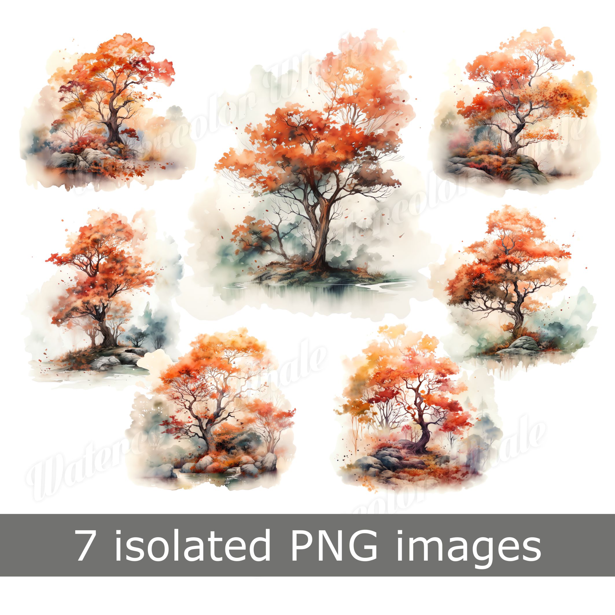 Watercolor Autumn Tree Clipart Transparent Background Png - Inspire Uplift