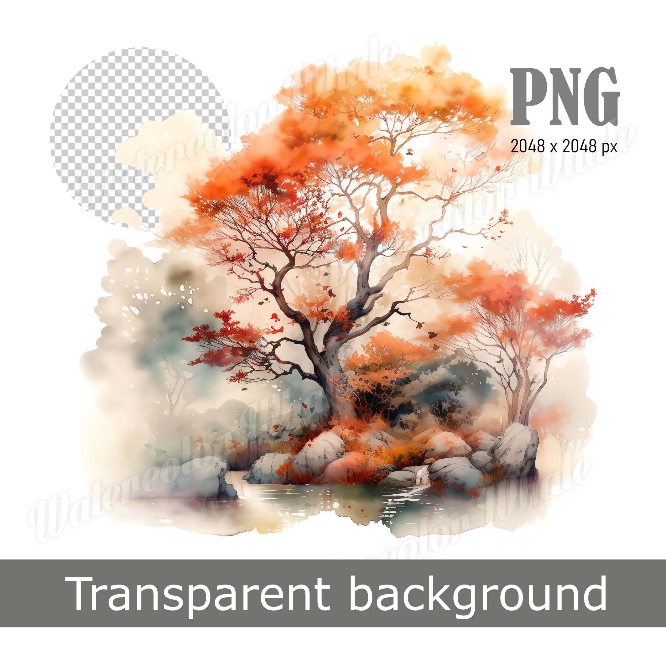 Watercolor Autumn Tree Clipart Transparent Background Png - Inspire Uplift