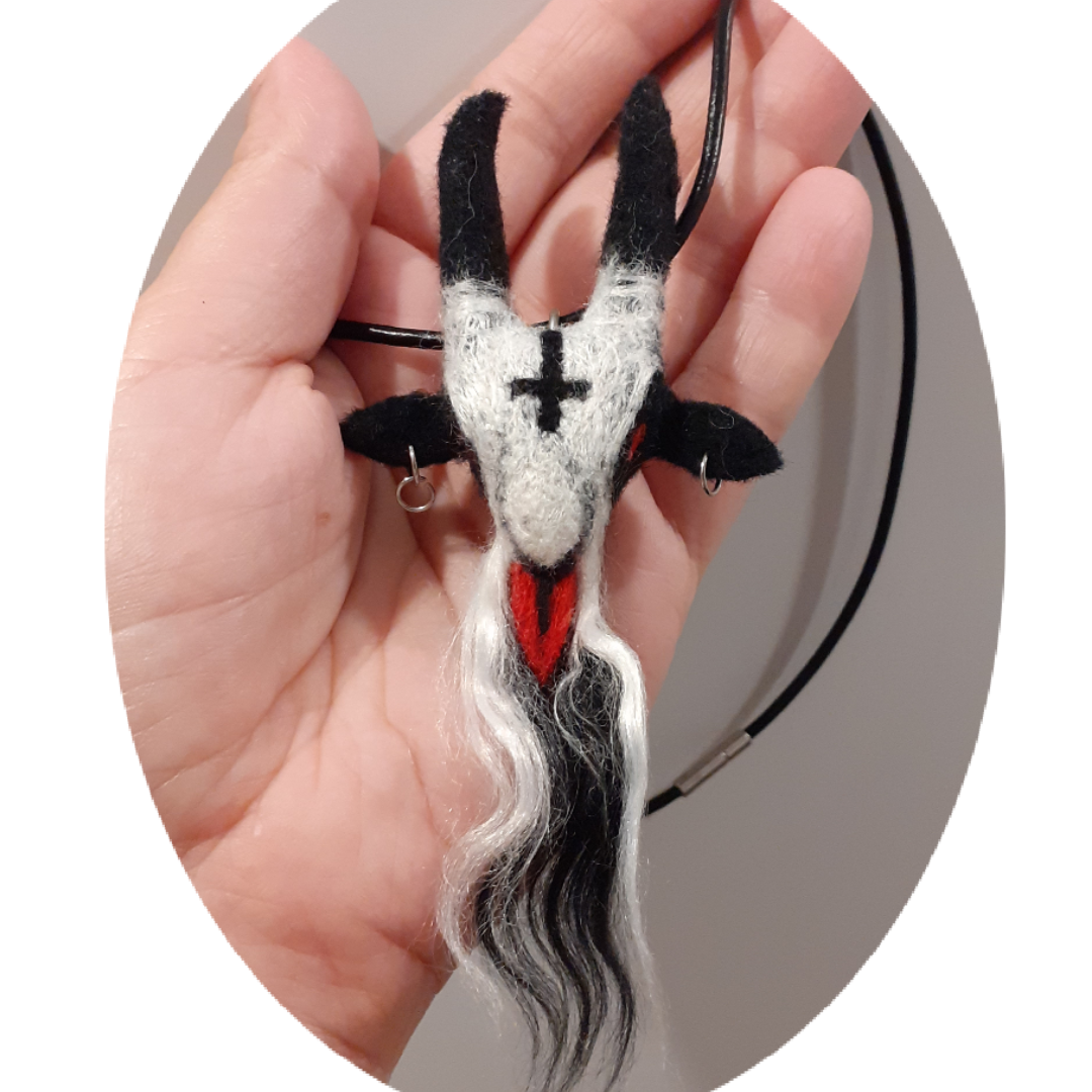 Baphomet is a unique necklace with a woolen pendant on velve - Inspire ...